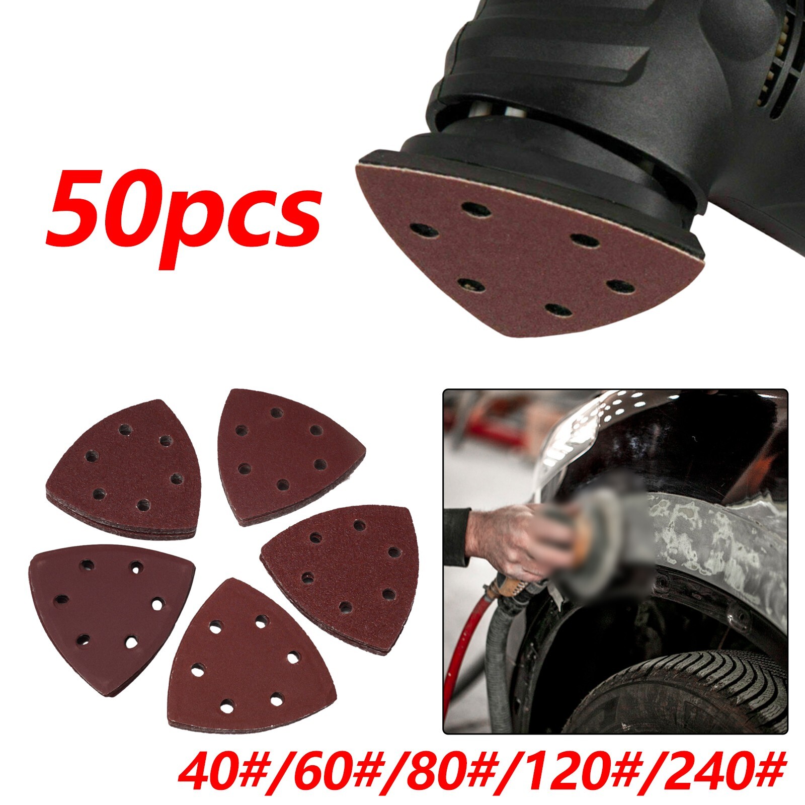 Professional Triangle Sanding Pads Assorted Grits 50pcs for Precise ...