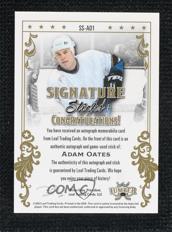 2021-22 Leaf Lumber Signature Sticks Bronze /15 Adam Oates #SS-AO1 Auto ...