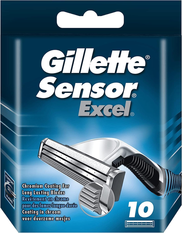 Gillette Sensor Excel Razor Blades for Men, Pack of 10 Refill Blades ...