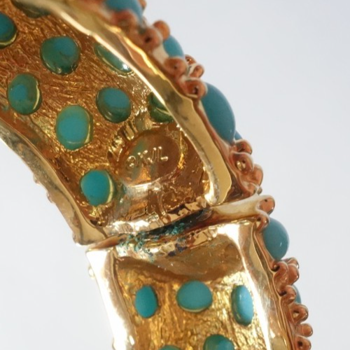 Kenneth Lane Turquoise Neptune Bracelet Bangle Clamper Rhinestone ...