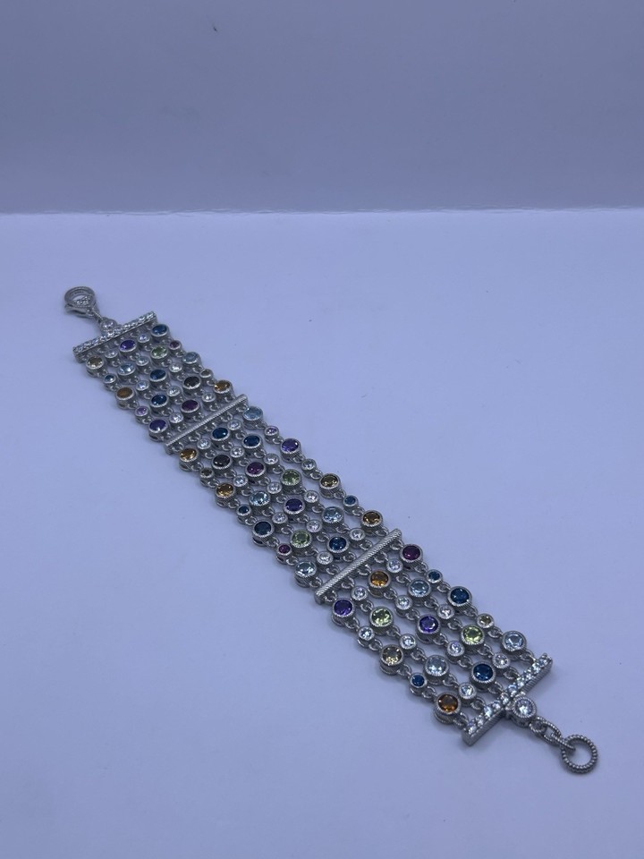Judith Ripka Designer Gallery Sterling Silver Multi-Gemstone Bracelet 8 ...