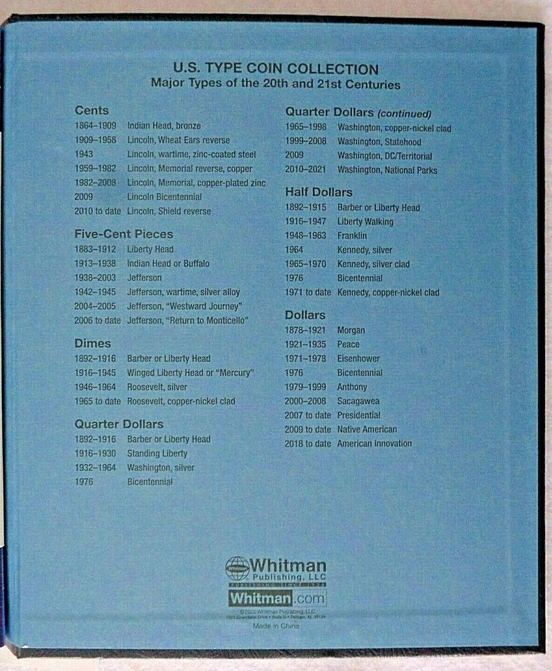 Whitman Classic Coin Album U.S Type Coins Collection 20th & 21st ...