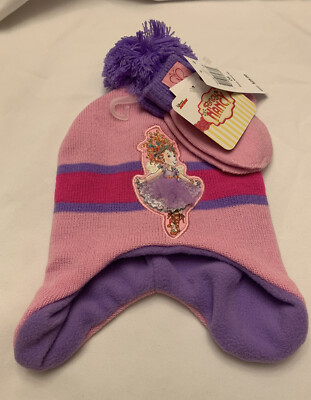 Beanie Cap - Fancy Nancy - Pink & Purple Girls w/Mittens Set Hat | eBay