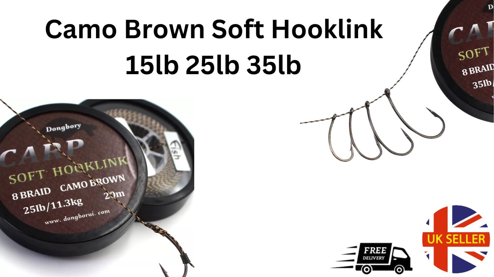 Soft Hook Link Carp Fishing Line 8 Braid Line for Hair Rigs 20m Camo ...