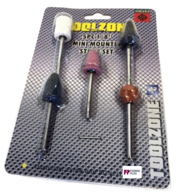 Toolzone Mini Mounted Stone Set for Die Grinders 1/8" Shank Small ...