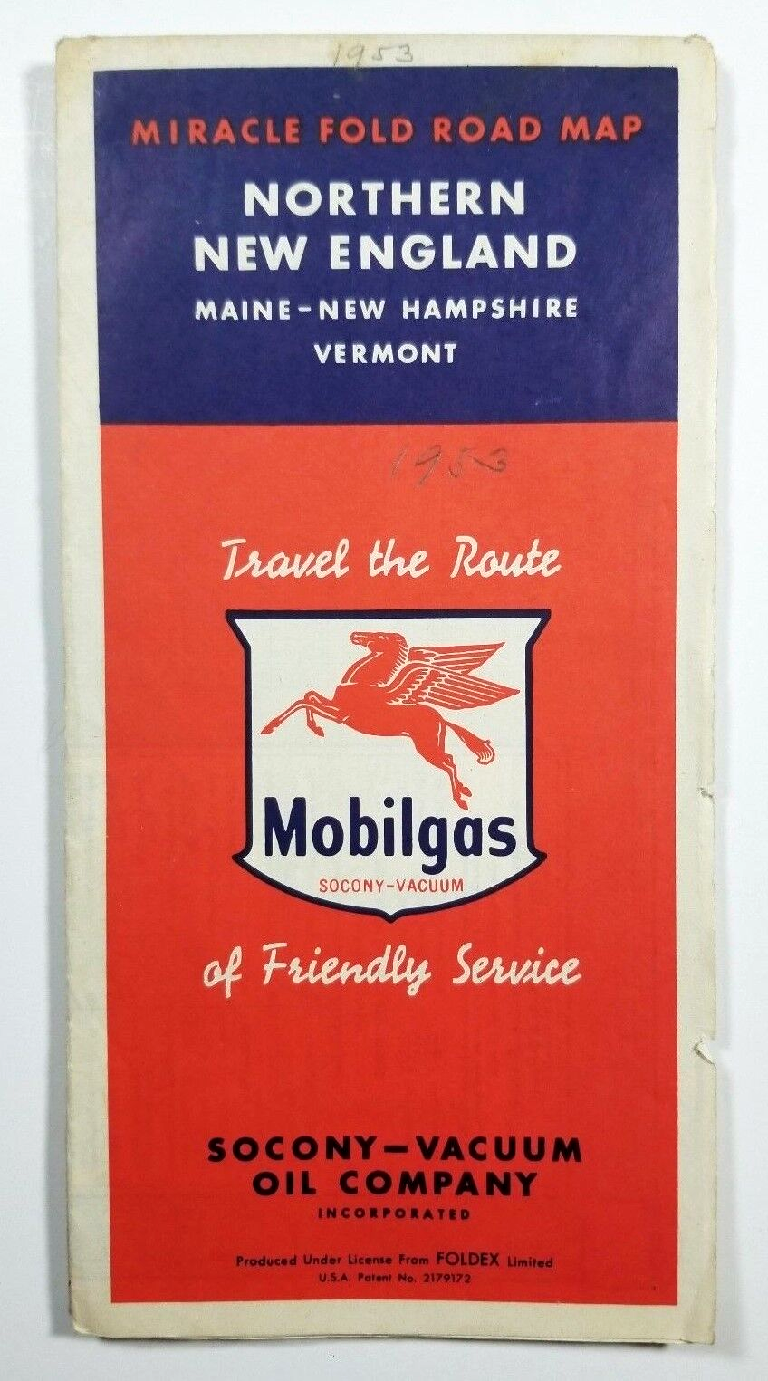 Mobilgas Northern New England Fold Out Road Map Socony Mobil Oil Co ME ...