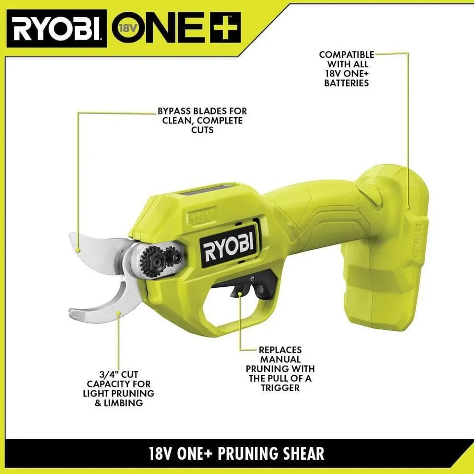 RYOBI 18V Cordless Pruner (Tool Only) Battery and Charger Not Included ...