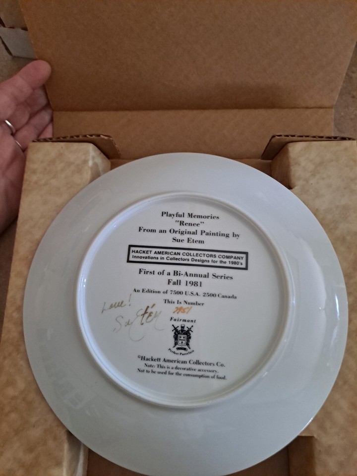 Playful Memories Collector Plate Titled RENEE By Sue Etem | eBay