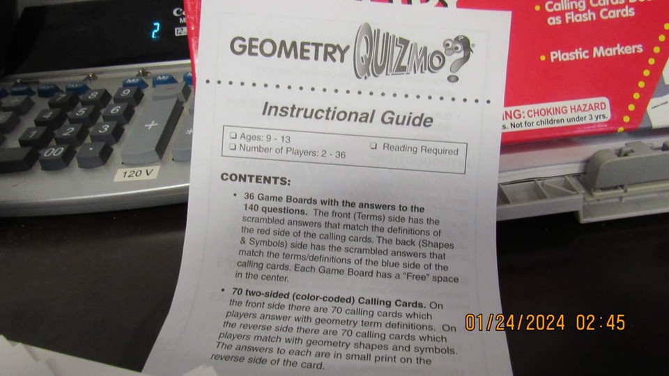 Quizmo Geometry Bingo Flash Cards Homeschool Educational Learning ...