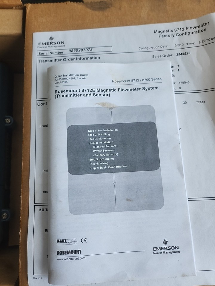 Emerson Rosemount Magnetic 8712 Flowmeter 8712ESR1A1N0M4 (NEW) | eBay