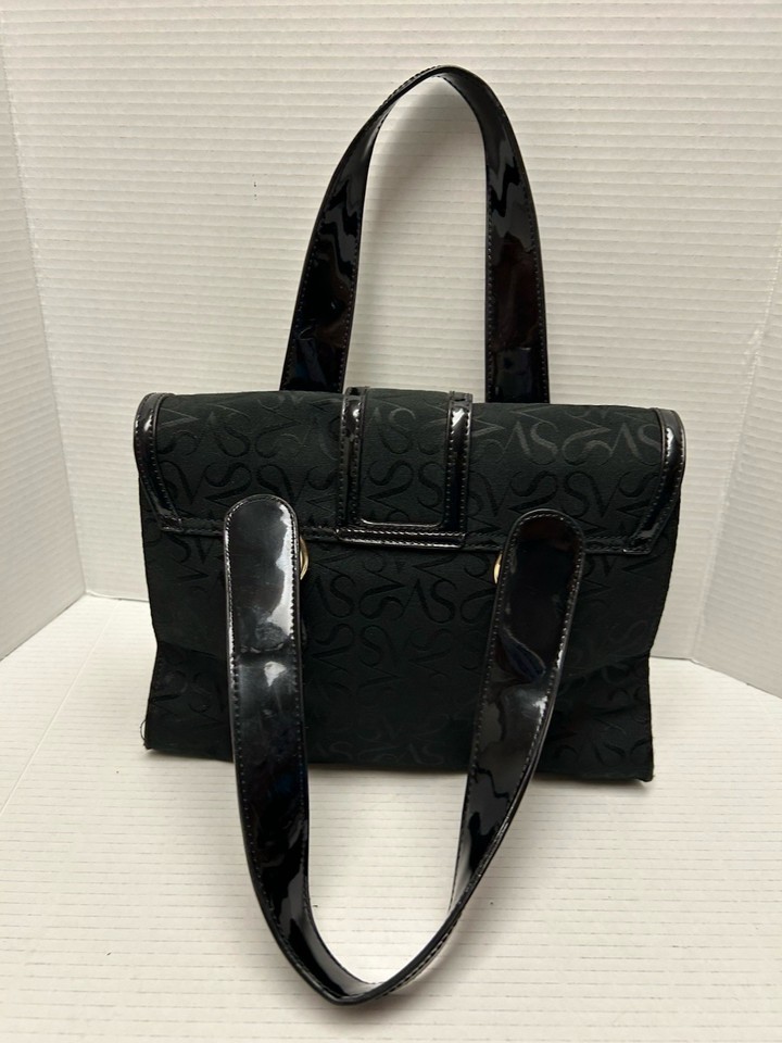 NEW Vera Wang Signature Black Jacquard/Patent Double Handles Purse | eBay