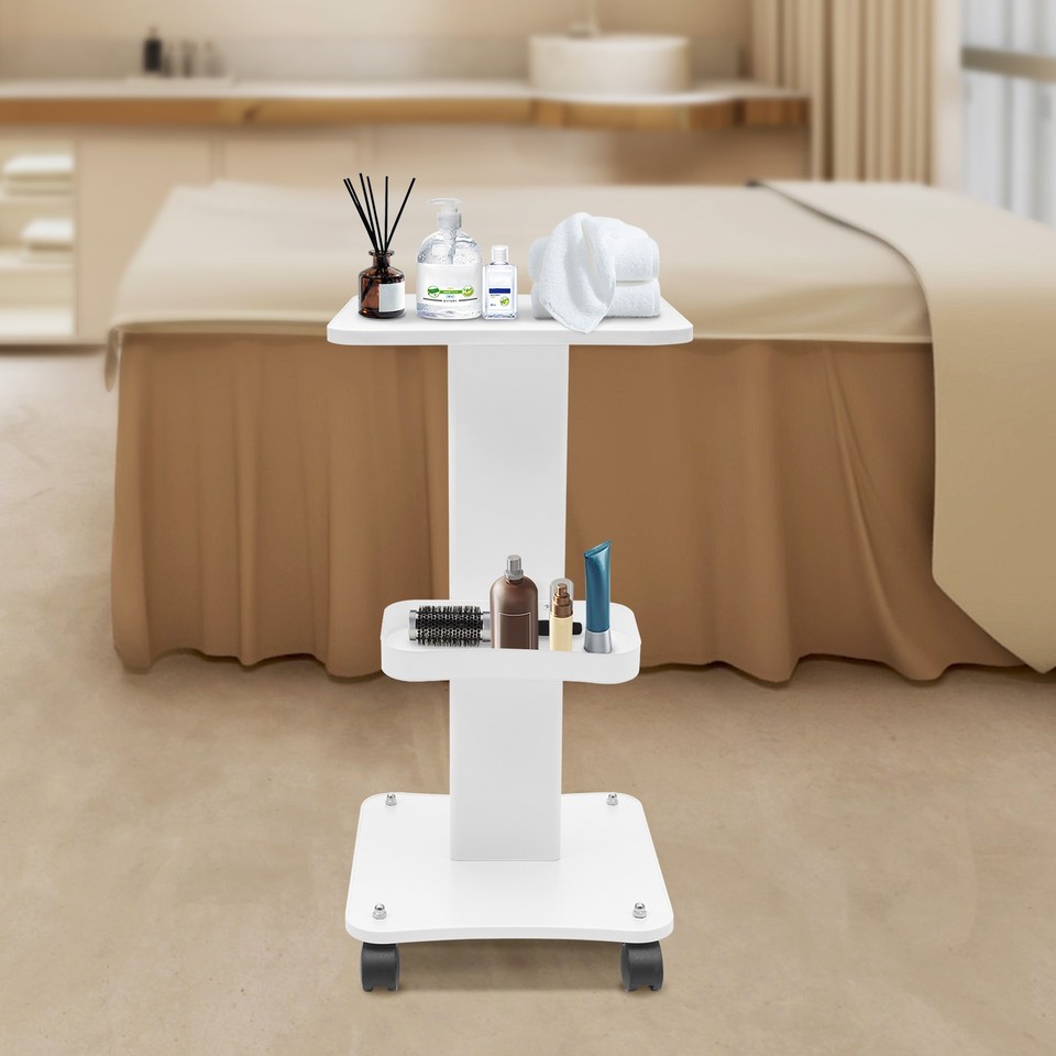 Medical Mobile Trolley Stand with 4 Wheels White Beauty Salon Organizer ...