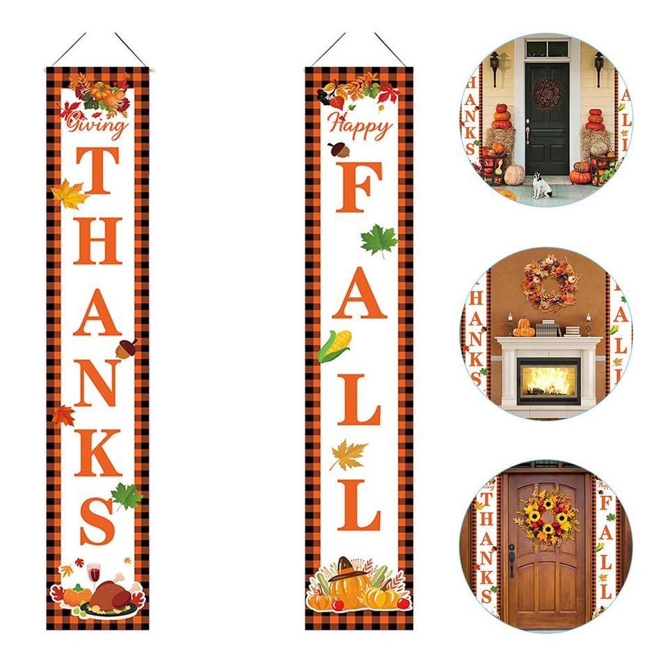 Thanksgiving Door Sign Happy Banner Outdoor Fall Banners for outside ...