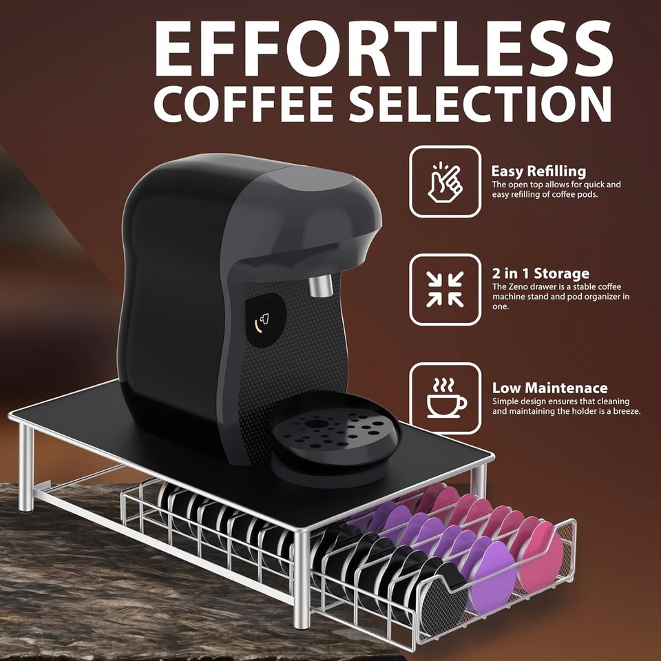 60 POD TASSIMO COFFEE CAPSULE RACK HOLDER DISPENSER STAND DRAWER ...