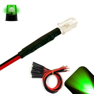 10 x LED Pre wired 12v 5mm Pure Green Flashing Blinking Strobe LEDs 12 ...