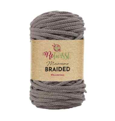 Dark Beige color Braided Macrame Cord 4mm Yarns 65m macrame craft ...