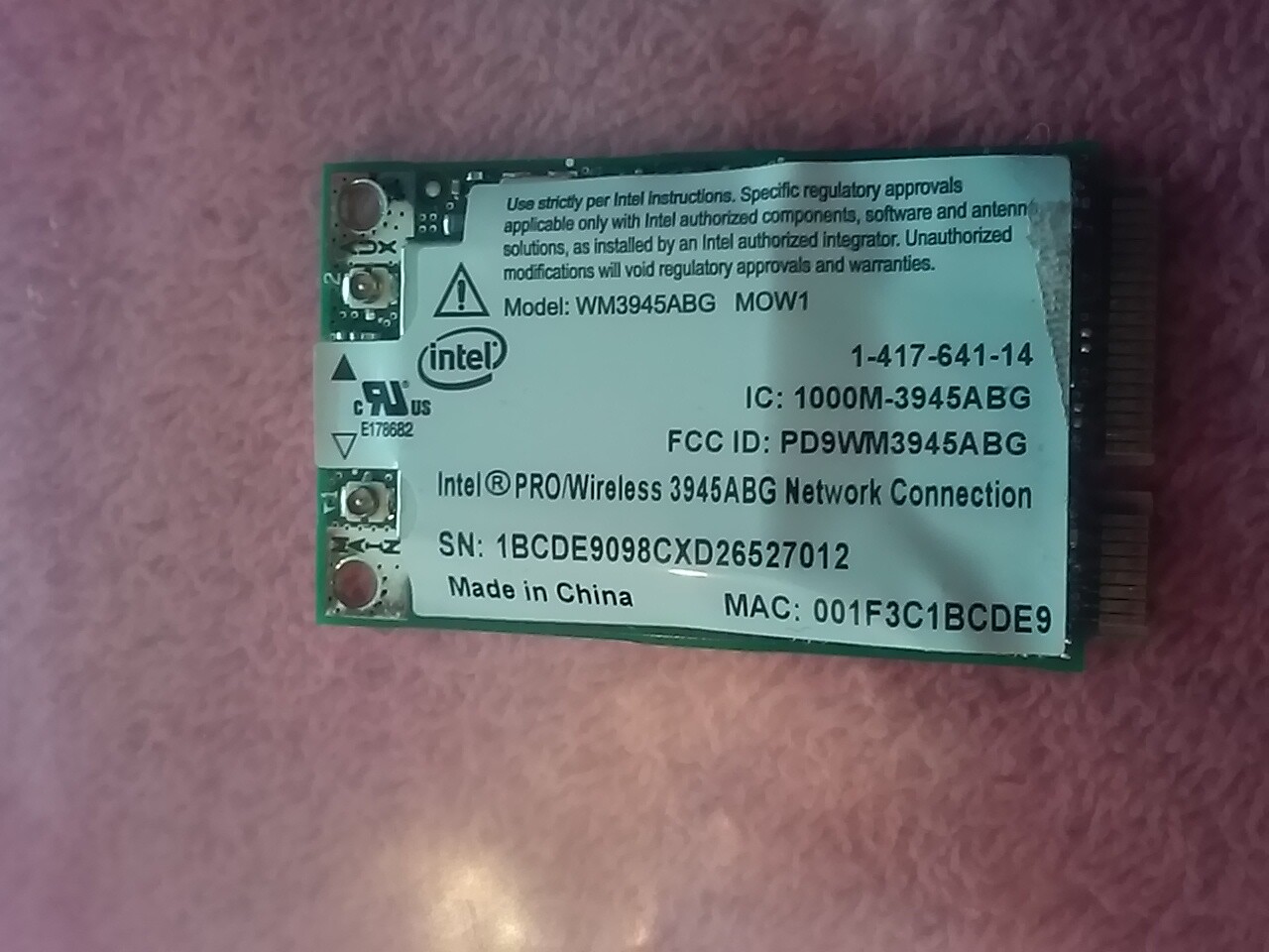 1-417-641-14 WM3945ABG SONY WIRELESS CARD VGN-NR385E PCG-7112L | eBay