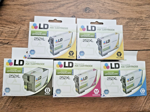 5 LD RECYCLED INK CARTRIDGES 252XL For use in Epson Printers - High ...