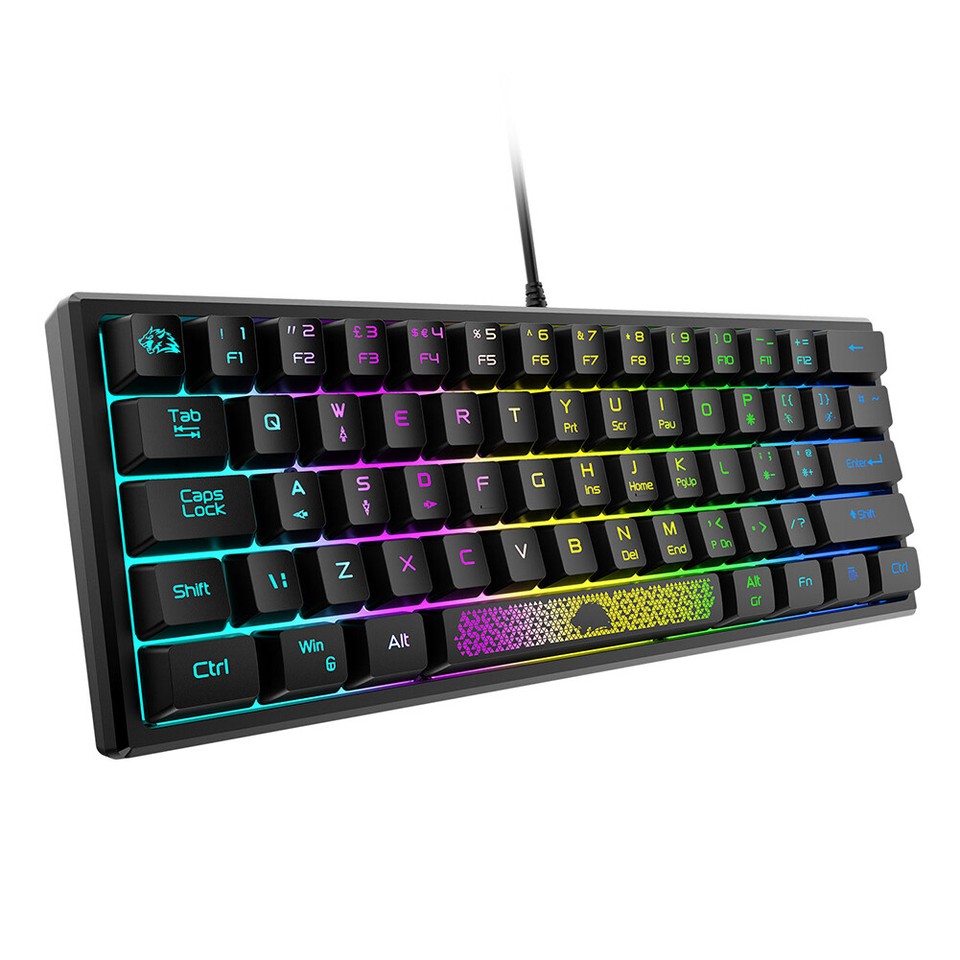 K61 60 Percent RGB Backlit Wired Keyboard 62 Keys Ergonomic PC Computer ...