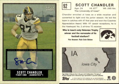 2009 Topps Magic Autographs #92 Scott Chandler 2H - NM-MT | eBay