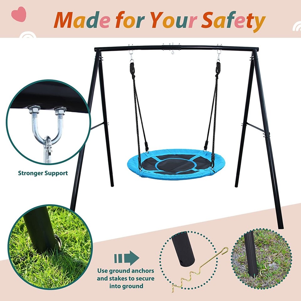 440lbs Metal Playground Swing Set Kids Swing Set Heavy Duty A-Frame ...