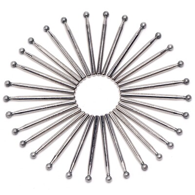 30 Pcs Bur Diamond Grinding Bits 1-5mm Round Ball Head Bur Shank 1/8 ...