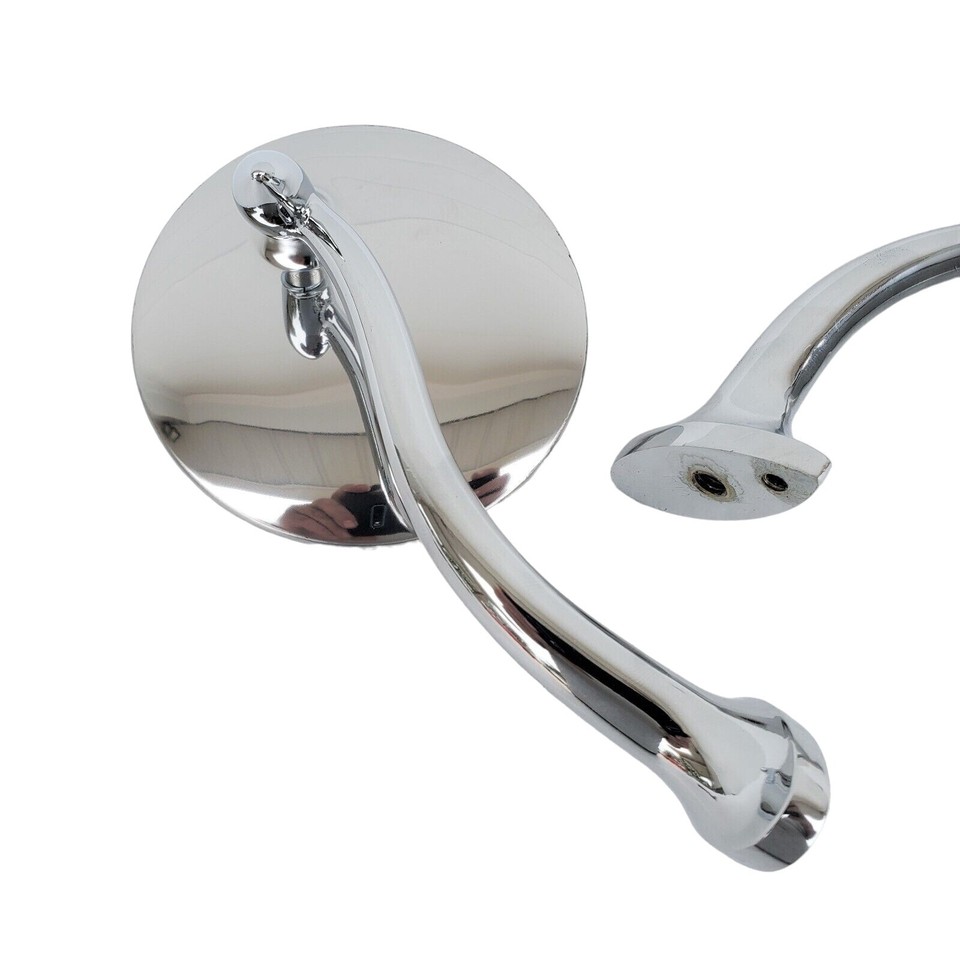 4" Stainless Chrome Swan Neck Side Round Side Mirrors | Universal ...