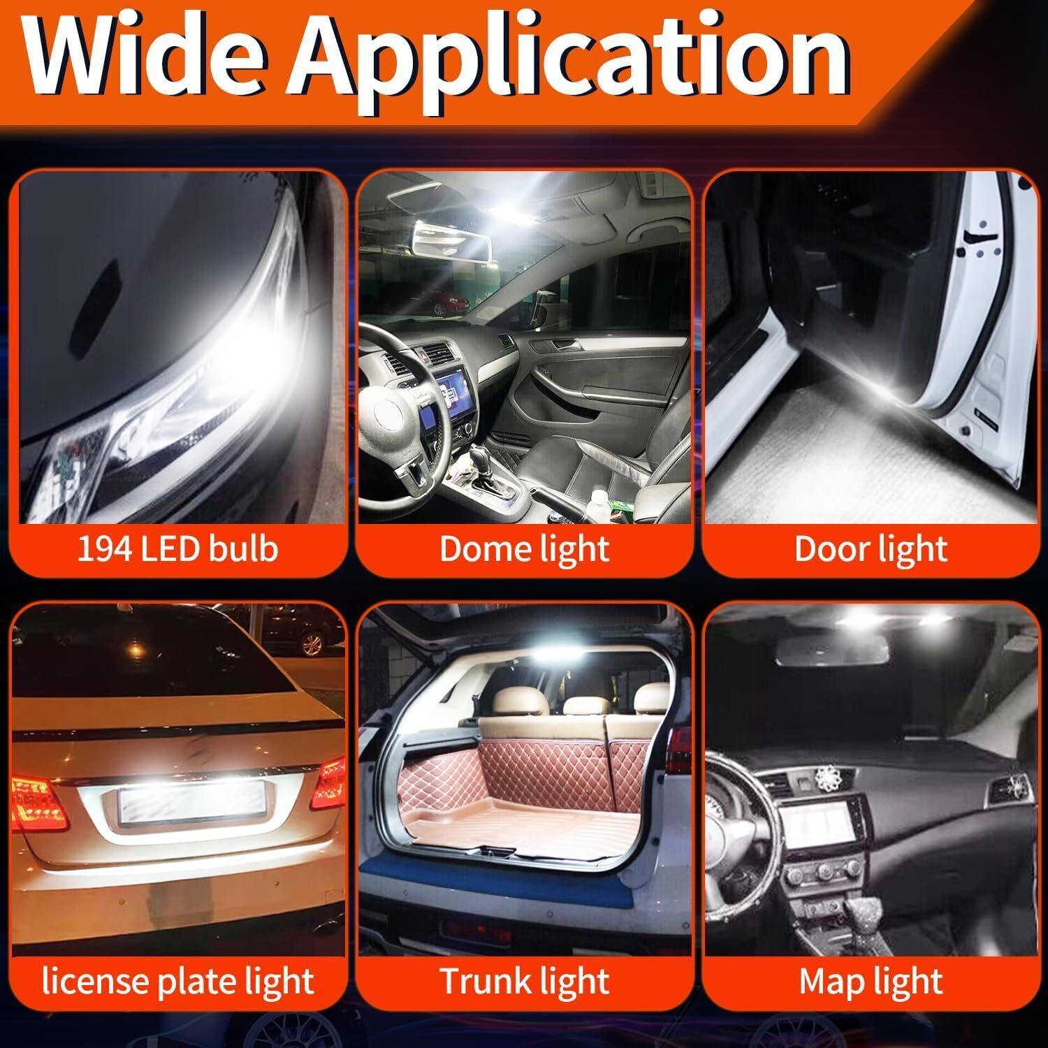 42Pcs Interior Car Bulb Kit For Trunk Car Map Plate Light Dome Light ...