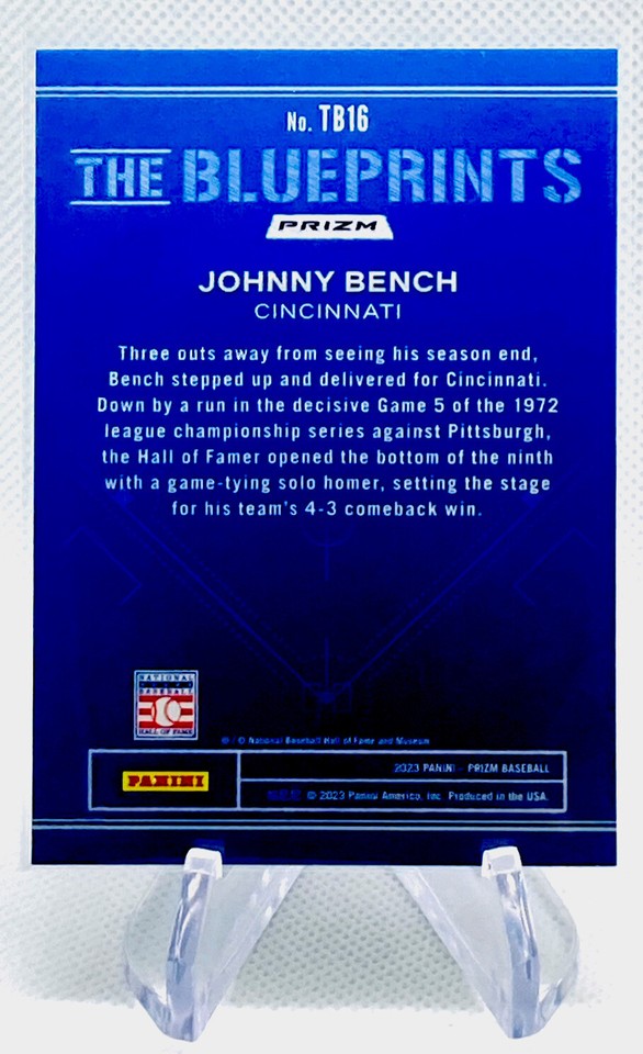 2023 Panini Prizm Johnny Bench The Blueprints Insert Silver Prizm #TB16 ...