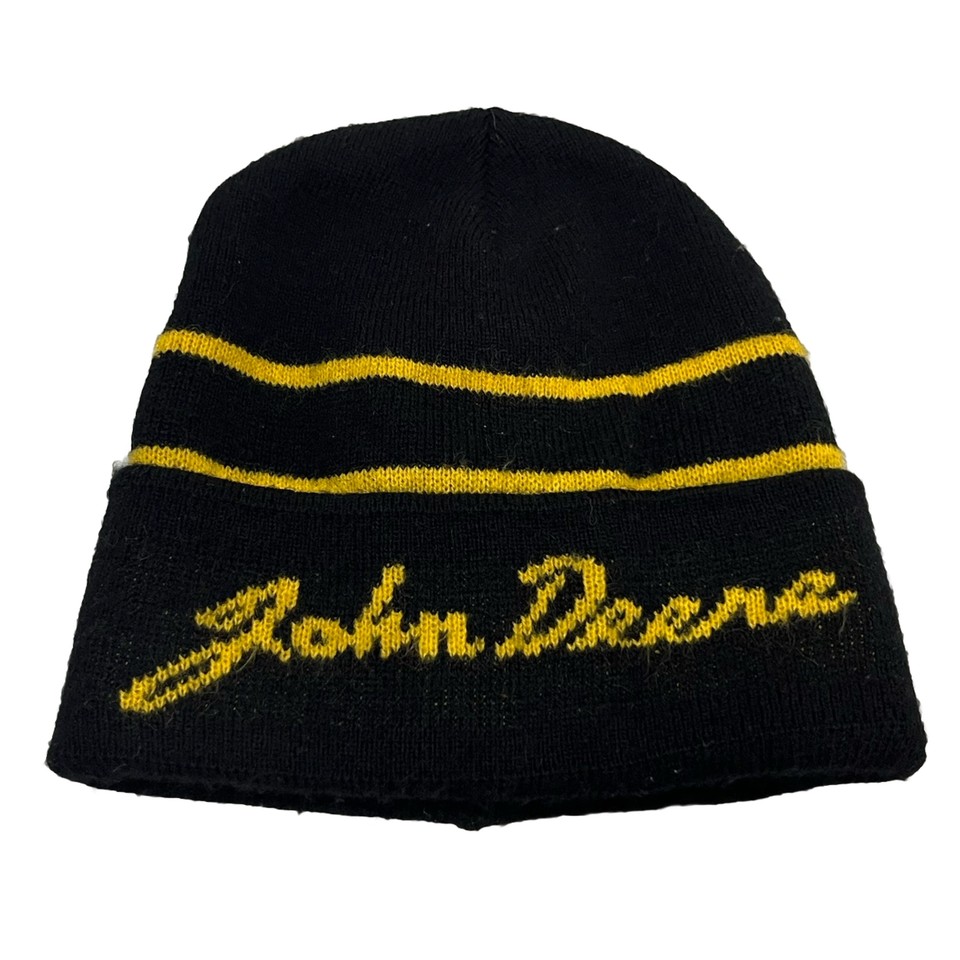 Vtg John Deere Hat Beanie Toque Farm Tractor Company Logo Knit Skull ...