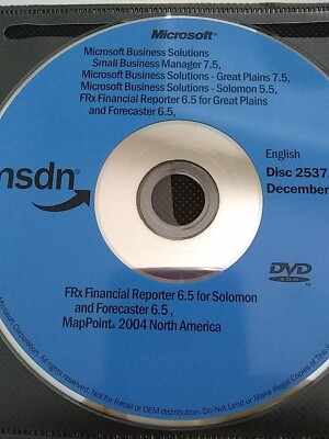 Microsoft Business Solutions Small Business Manager Great Plains 7.5 ...