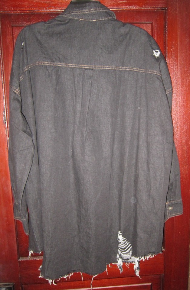 White Birch Plus Sz 2X Button Shirt Tunic Top Blouse Denim Jean ...