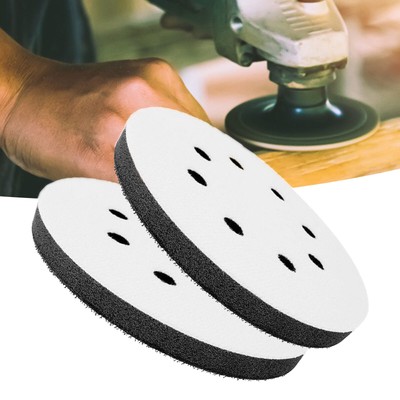 2x 125mm 8 Hole Foam Interface Pad Hook Loop Orbital Sander Soft Buffer ...