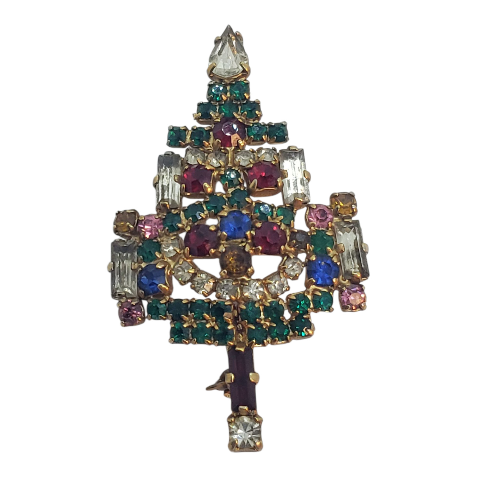 Vintage Christmas Tree Brooch Pin Multicolor fancy ho… - Gem