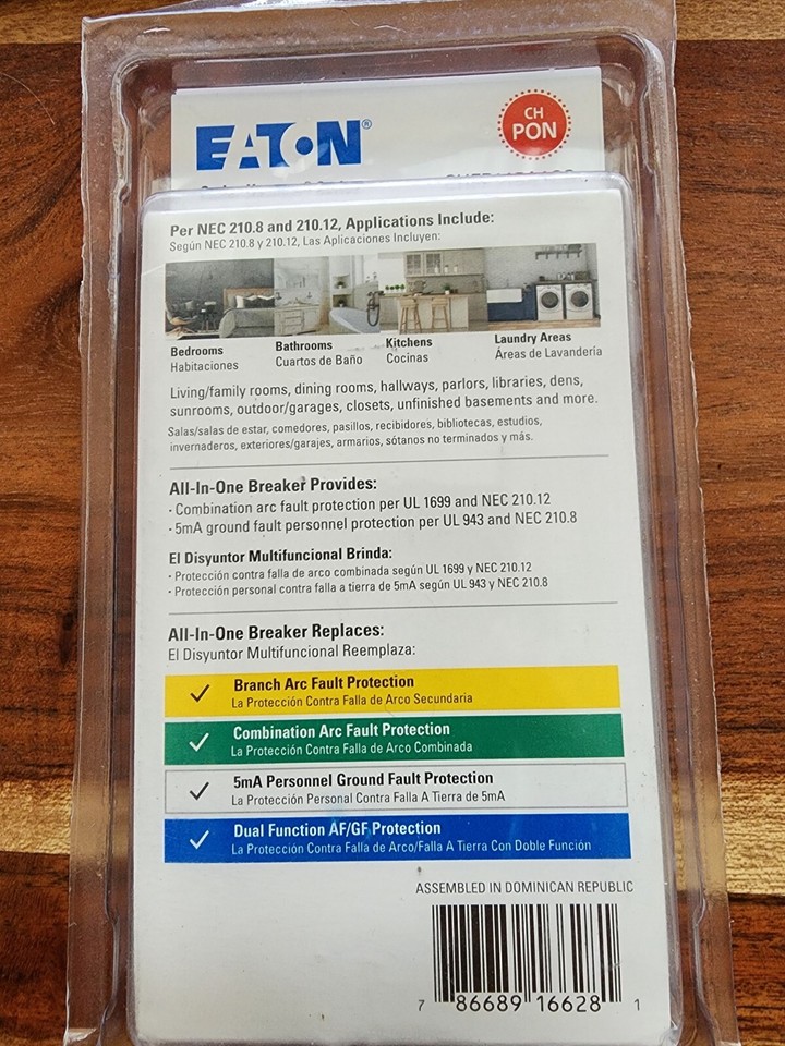 Eaton CH 15 Amp All in One AF/GF Breaker CHFP115A1CS | eBay