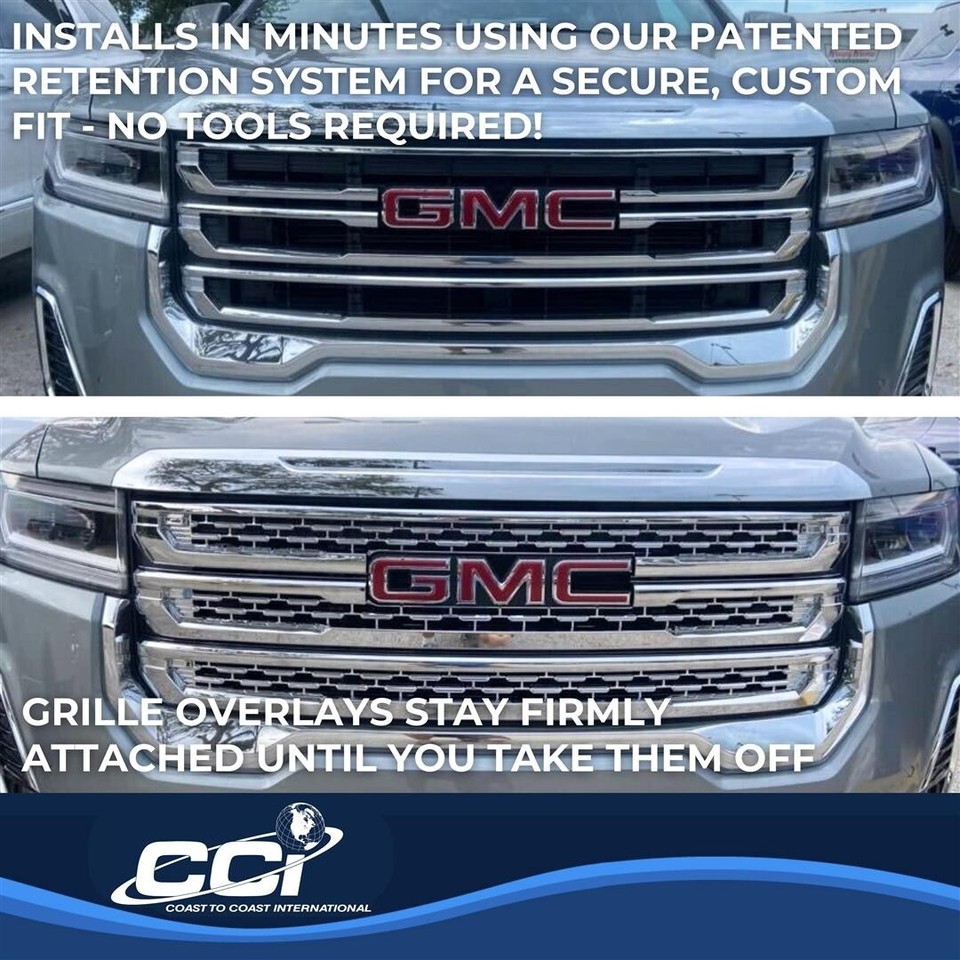 2020-2023 GMC Acadia SLE SLT Front 3pc Chrome Grille Insert Overlay ...