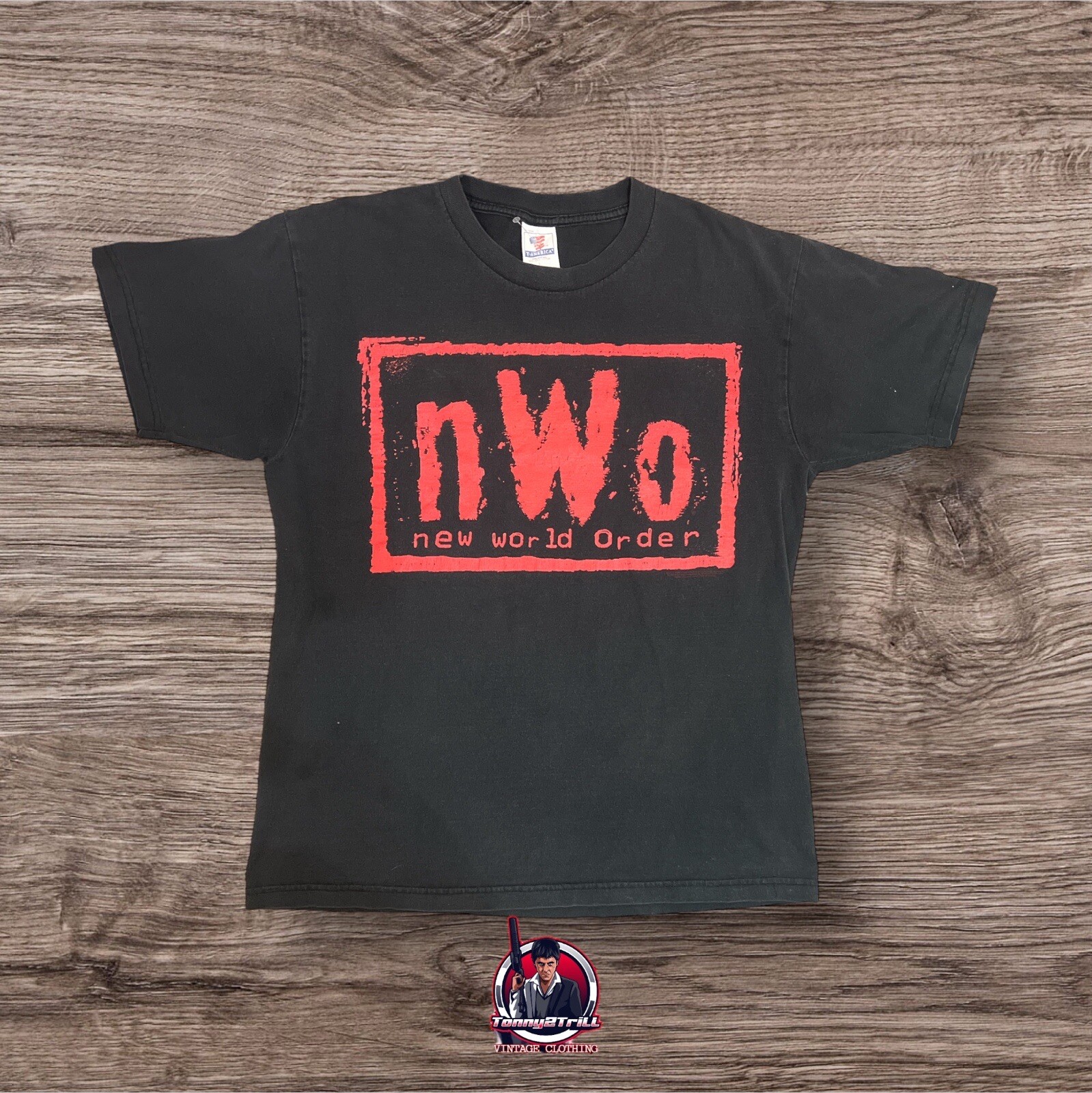 Vintage 90s NWO New World Order Logo Shirt Size L - Gem