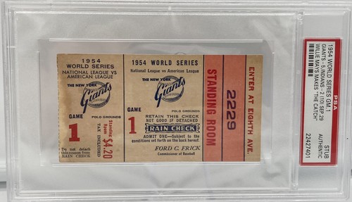 1954 World Series GM 1 Willie Mays The Catch Ticket Pass PSA New York ...