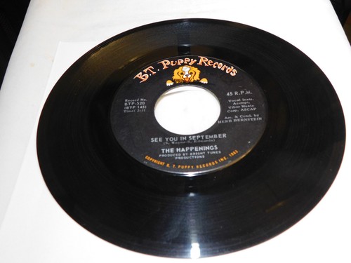 THE HAPPENINGS SEE YOU IN SEPTEMBER / HE THINKS HE'S A HERO 45 RPM ...