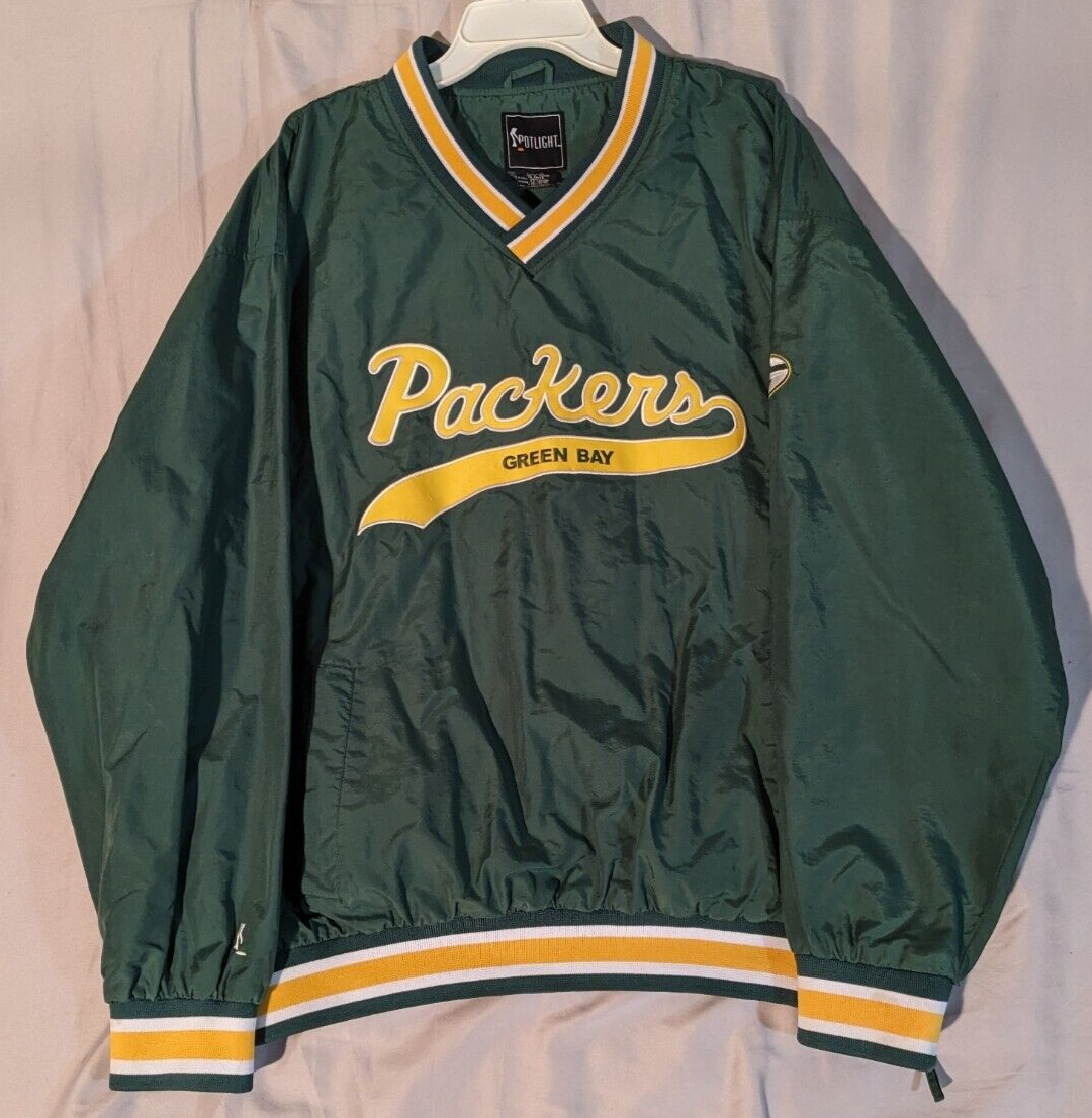 NFL Green Bay Packers Spotlight Football Windbreaker Pullover Mens Size ...