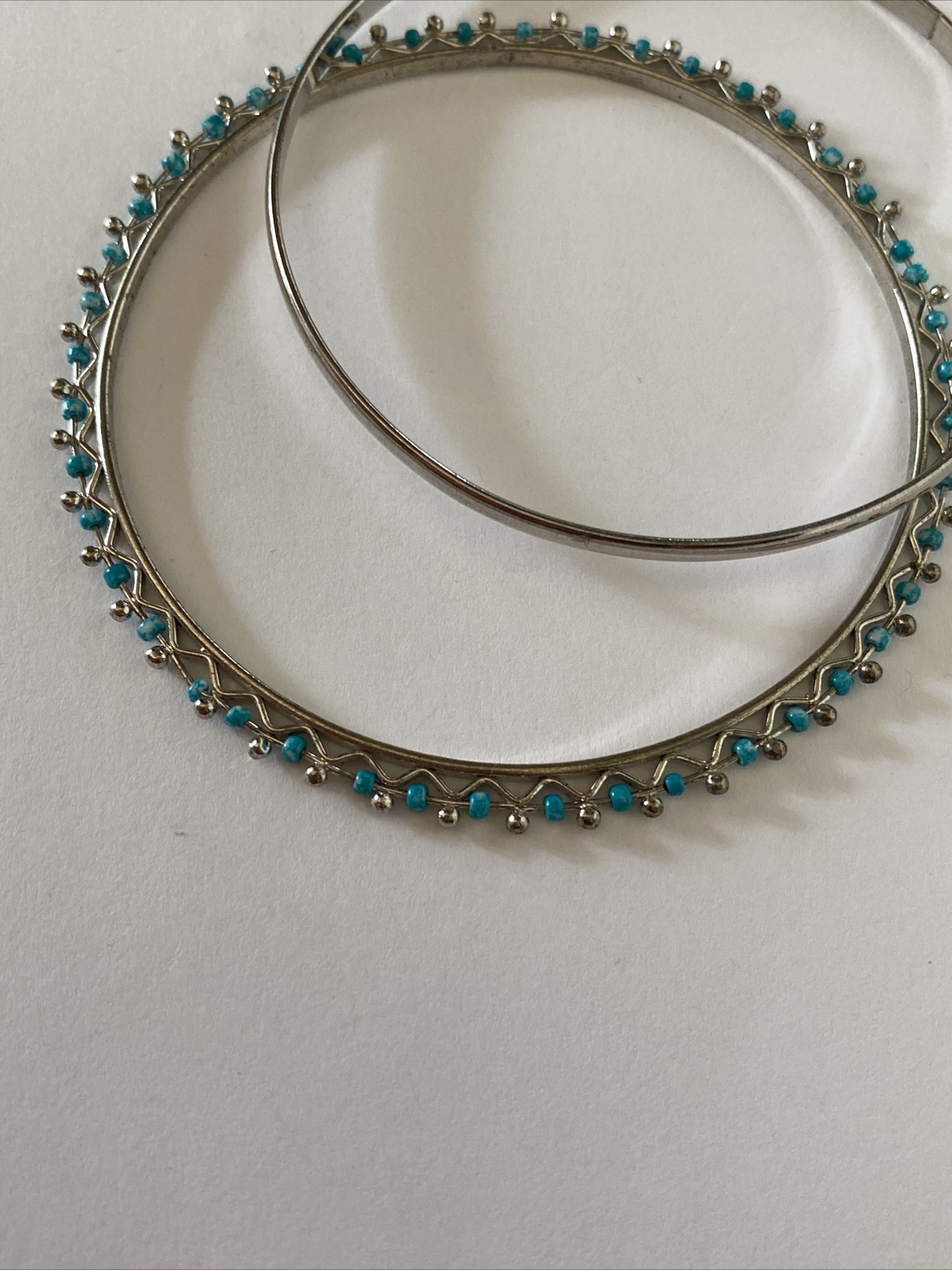 Solid Silver Plate Detailed Bangles Set of 2 Detailed Blue Pattern ...