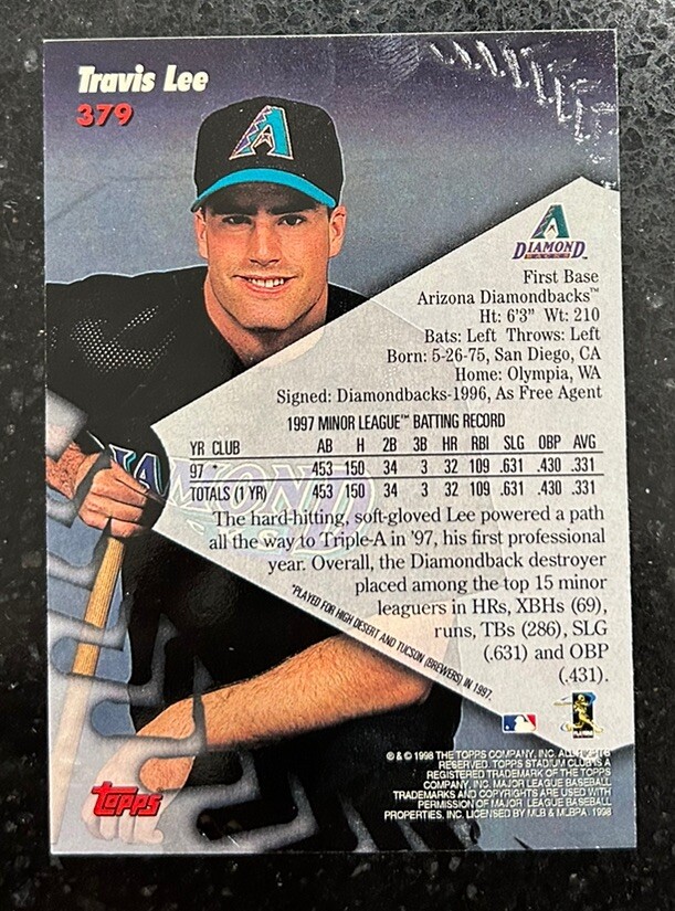 1998 Topps Stadium Club Travis Lee Future Stars Rookie ON CARD ...