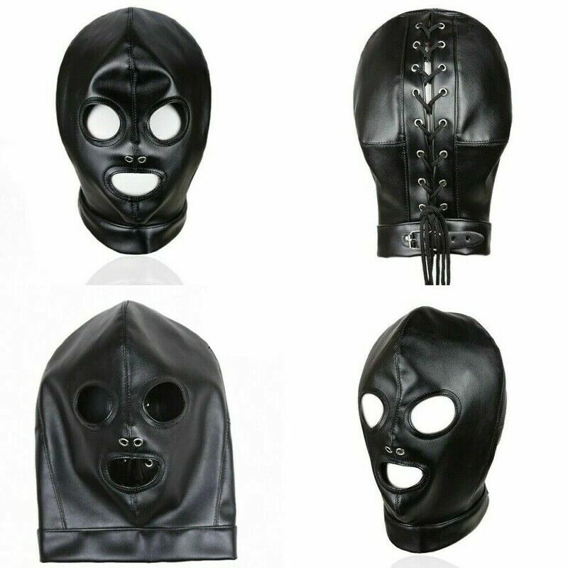 PU Leather Masquerade Gimp Head Harness Headgear mask Carnival Cosplay ...