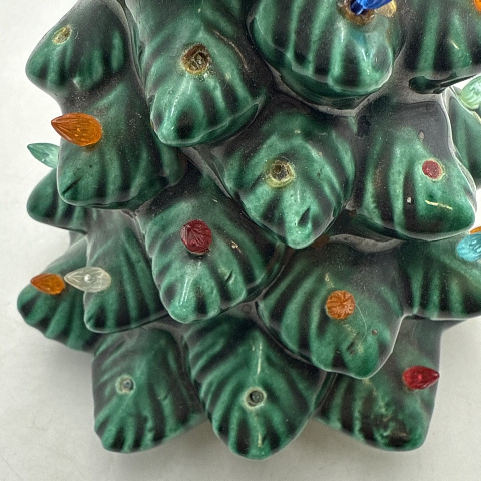 Vtg Atlantic Mold Ceramic Christmas Tree 1970s 8" Tall W/ Extra Lights ...