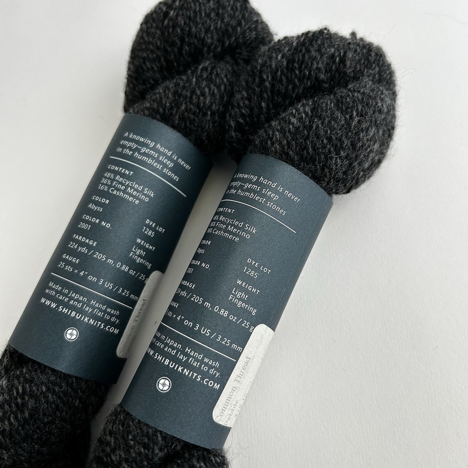 2 Skeins Lot Of Shibui Pebble Yarn Silk Merino Wool Charcoal Gray Abyss ...