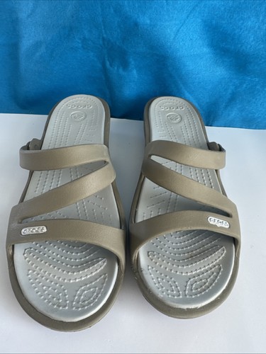 Crocs Sandals Women's Size 9W Strappy Slip On Beige Summer Beach Pool ...