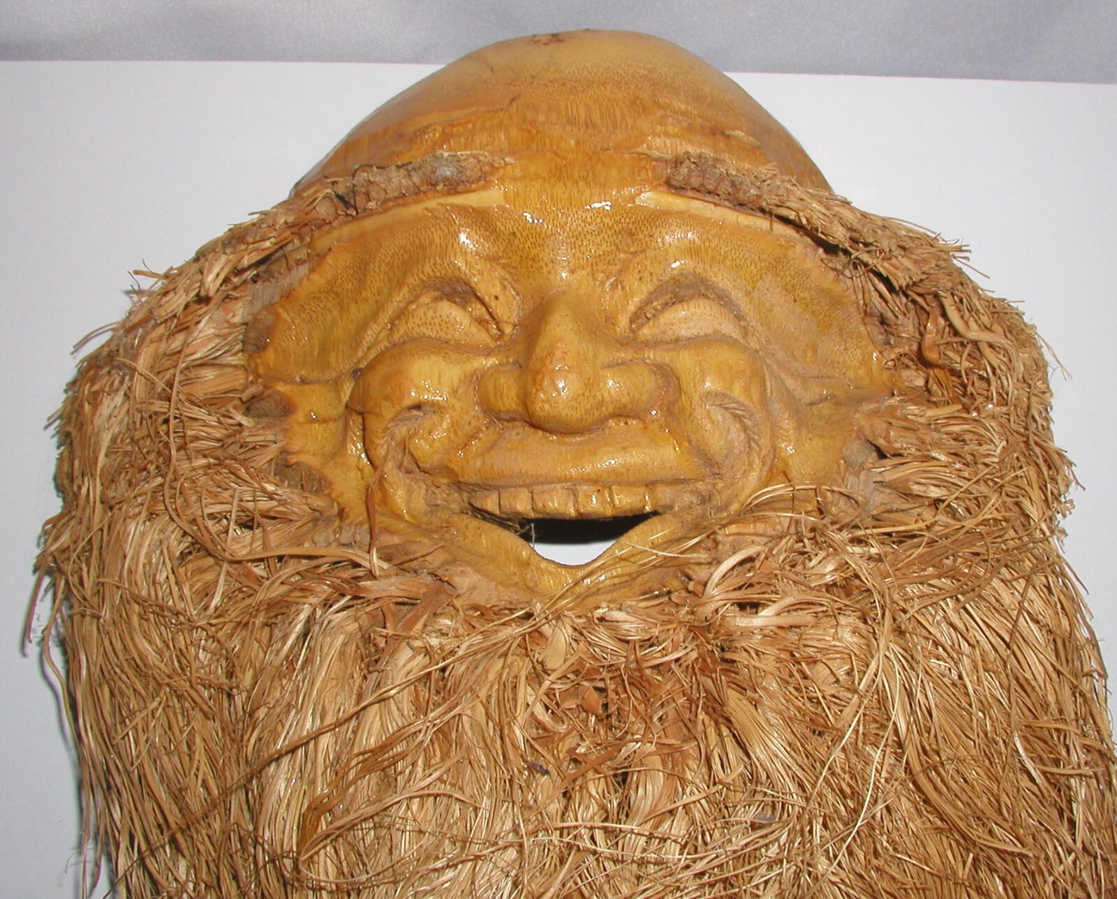 BAMBOO Husk FACE w/BEARD Laughing MAN Art Piece WALL HANGING UNIQUE ...