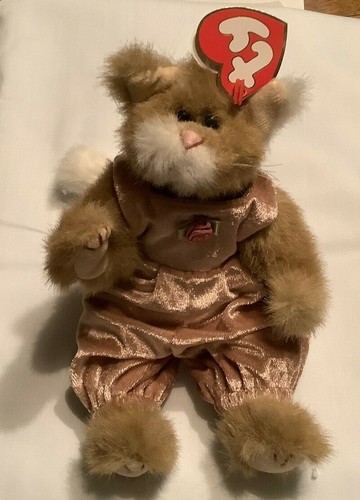 1993 Ty Attic Treasures Plush Jointed Cat Pouncer in Pink Velvet NOS ...