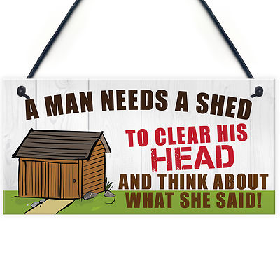 FUNNY Shed Sign Man Cave Garage Home Garden Husband Bar Pub Hanging ...