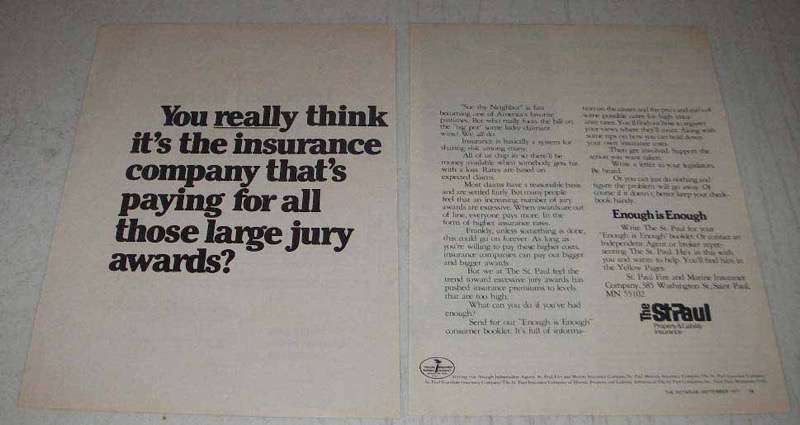 1977 The St. Paul Insurance Ad - Large Jury Awards | eBay